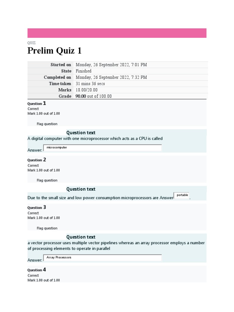 Microprocessors and Microcontroller System-Prelim Quiz 1-18-20 | PDF | Central Processing Unit ...
