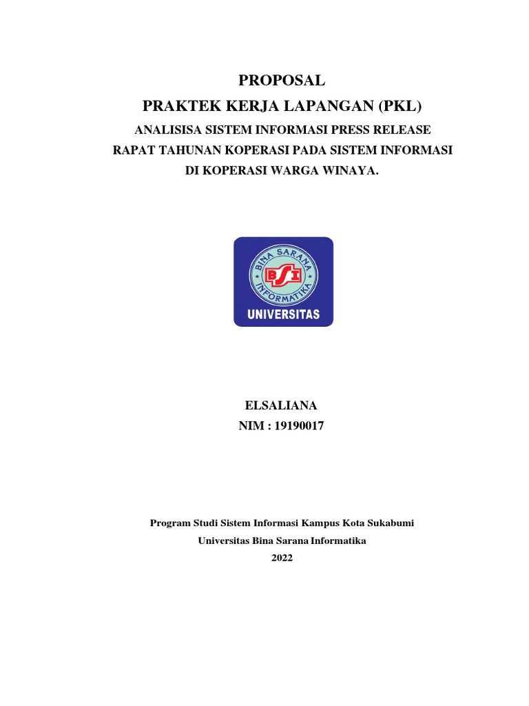 Proposal PKL ElsaLiana 19190017 | PDF