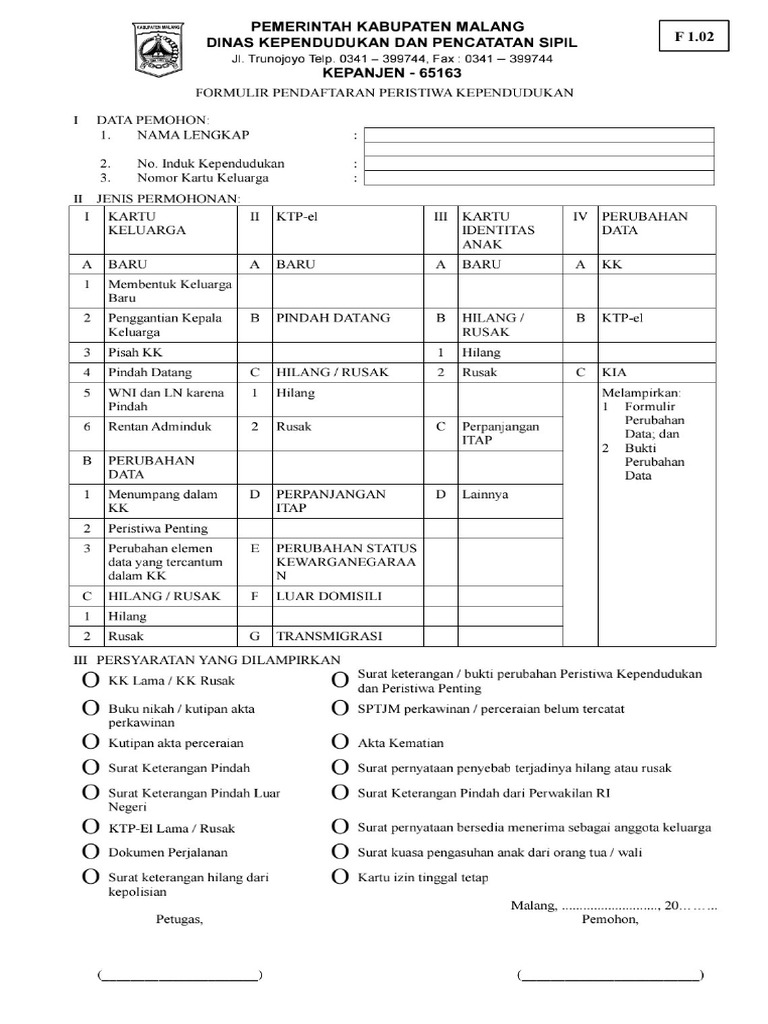 dispendukcapil-opd-FORM F-1.02 | PDF