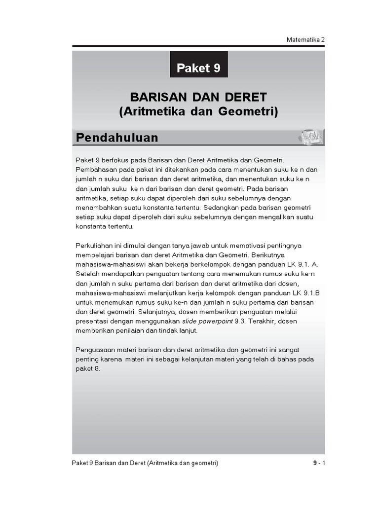 Barisan Dan Deret (Aritmatika Dan Geometri) | PDF
