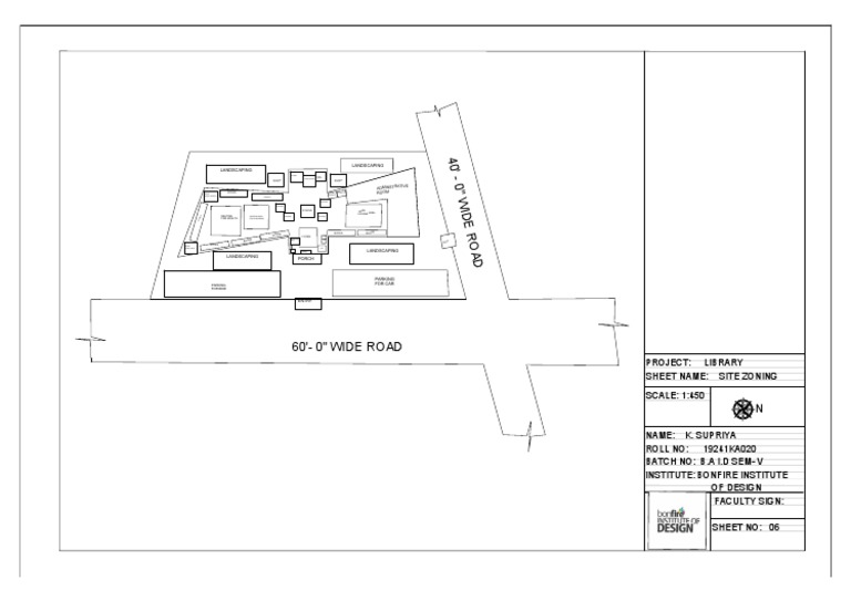 Site Zoning Diagram for Library Design | PDF