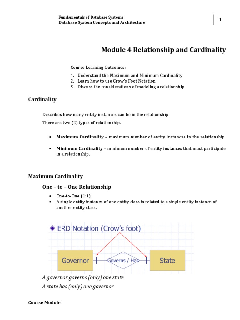 Module 4 - Relationship and Cardinality PDF | PDF | Databases | Computer Data