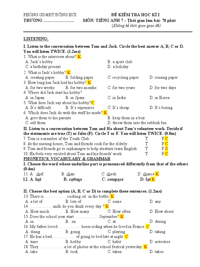 English 7 Midterm Test Overview | PDF