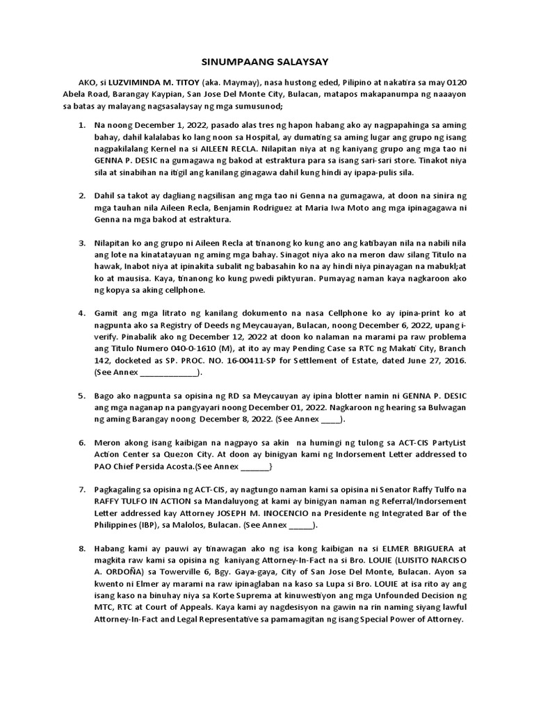 SINUMPAANG SALAYSAY NI Maymay | PDF