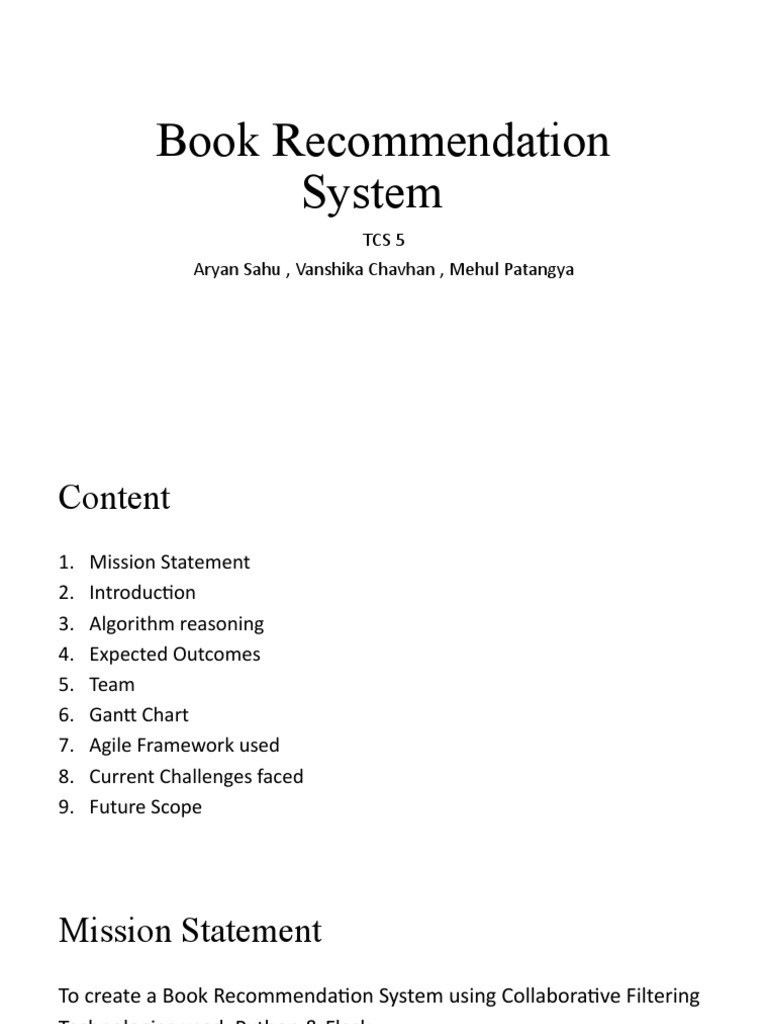 TCS - Book Recommendation System | PDF