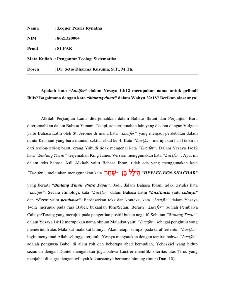 Lucifer Itu Malaikat/Setan? | PDF | Agama & Spiritualitas
