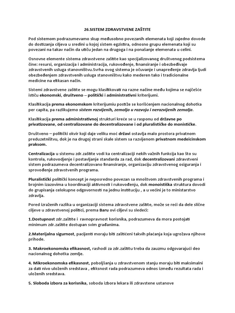 Sistemi Zdravstvene Zaštite | PDF