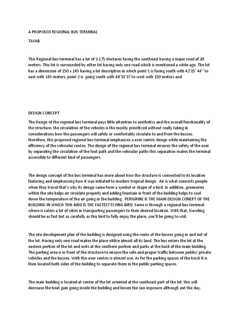 Proposed Design for Regional Bus Terminal | PDF | Bus | Sustainable ...