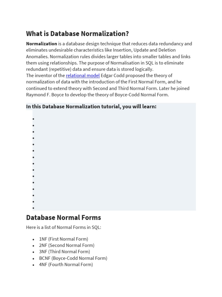 What Is Database Normalization | PDF | Databases | Information Management What Is Database Normalization | PDF | Databases | Information Management