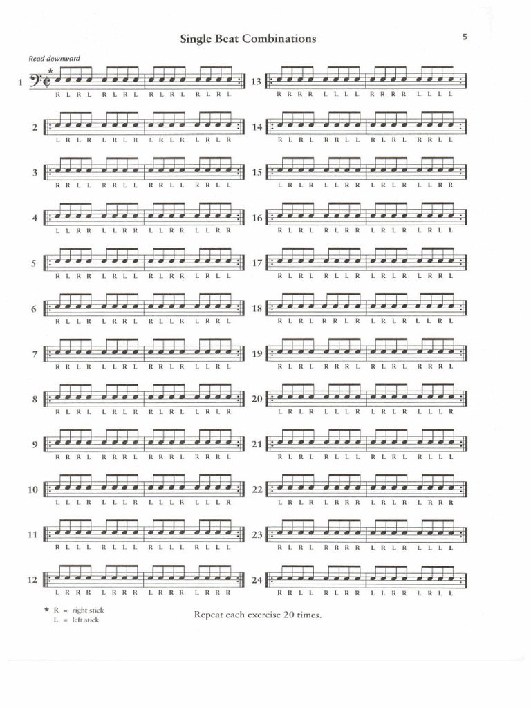 Stick Control - Pp. 5-7 Single Beat Combinations | PDF