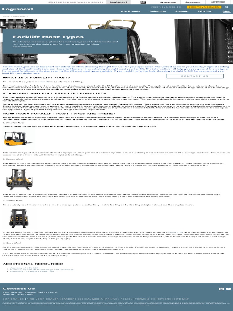 Forklift Mast Types | PDF | Forklift | Elevator