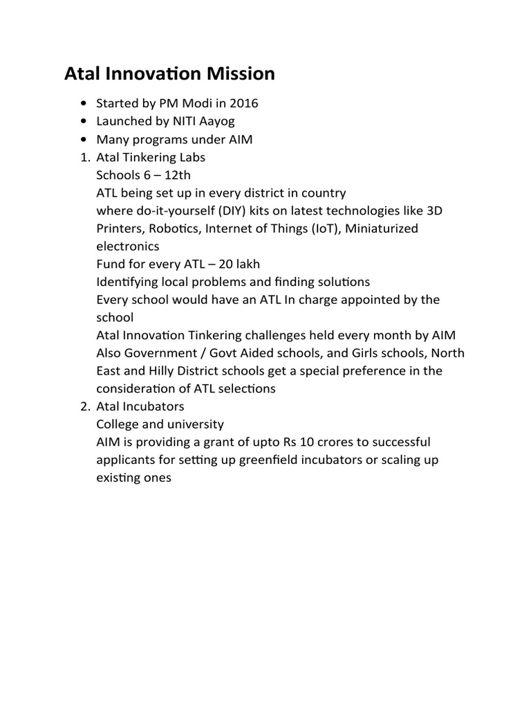 Atal Innovation Mission | PDF