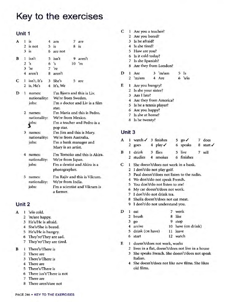 Grammar Answer Key | PDF
