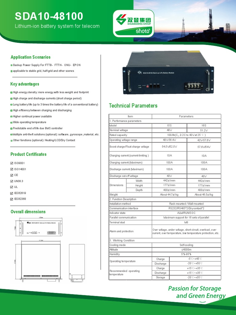 SDA10 48100 en | PDF | Lithium Ion Battery | Electrical Engineering
