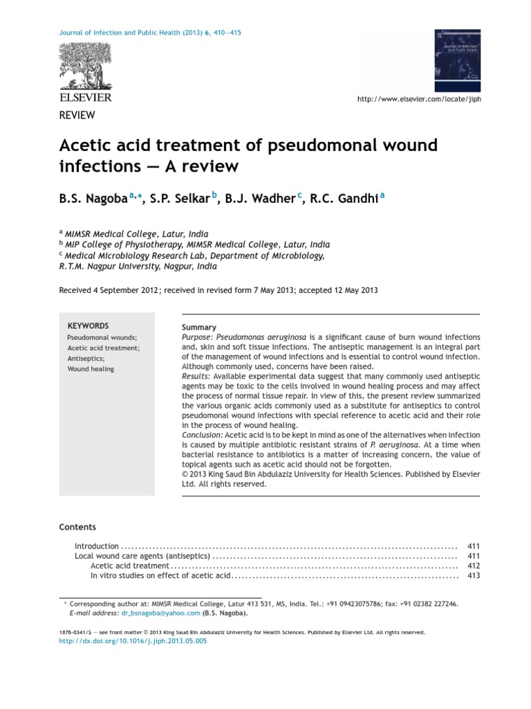 Acetic Acid Treatment of Pseudomonal Wound Infections | PDF ...
