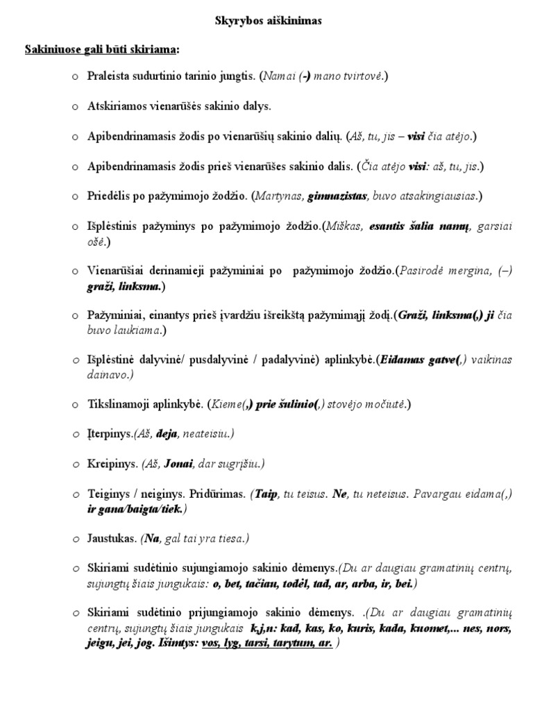Skyrybos Aiskinimastaisykles | PDF