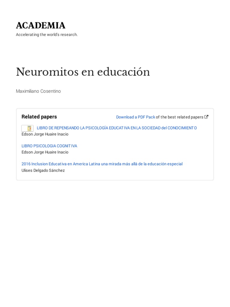 Neuromitos en Educacion With Cover Page v2 | PDF | Sicología | Aprendizaje