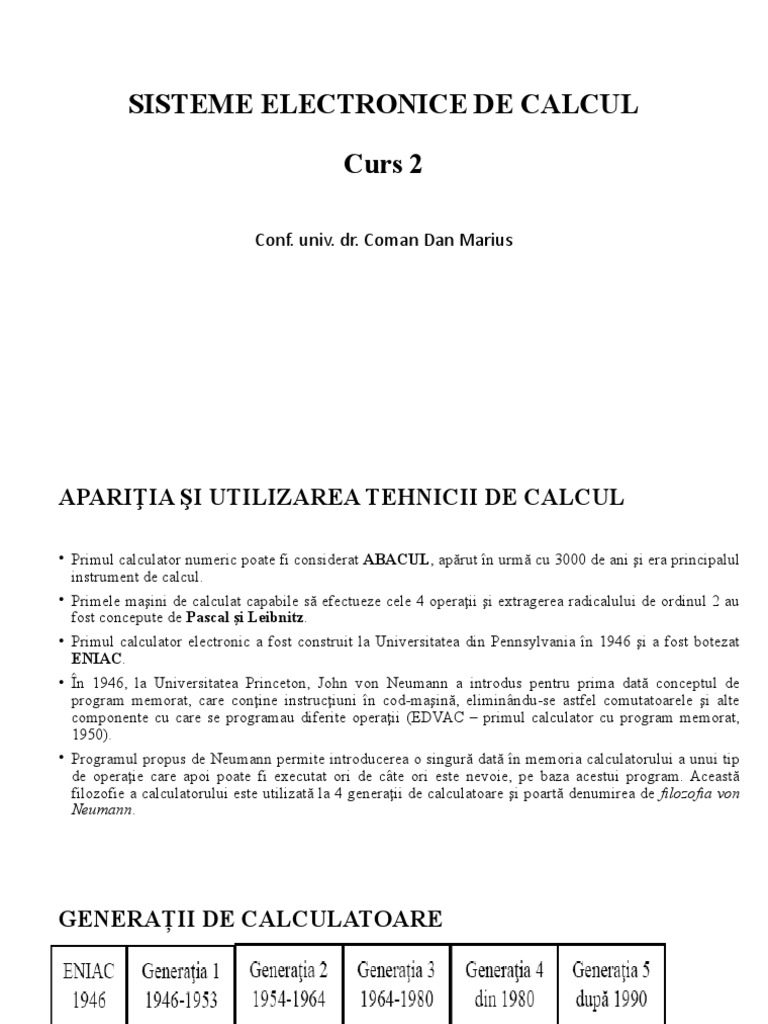 Sisitem Calcul Curs2 IE | PDF