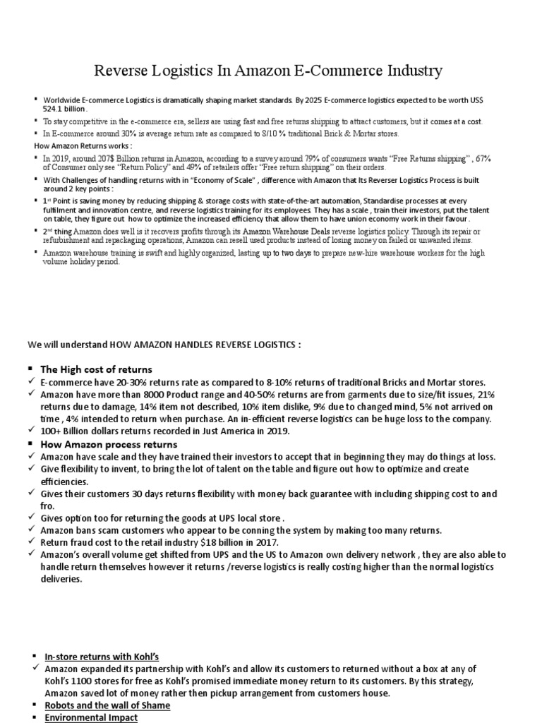 Reverse Logistics | PDF | E Commerce | Logistics