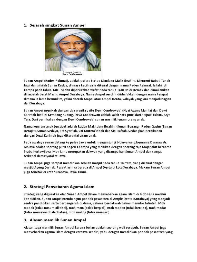 Sejarah Singkat Sunan Ampel | PDF | Agama & Spiritualitas