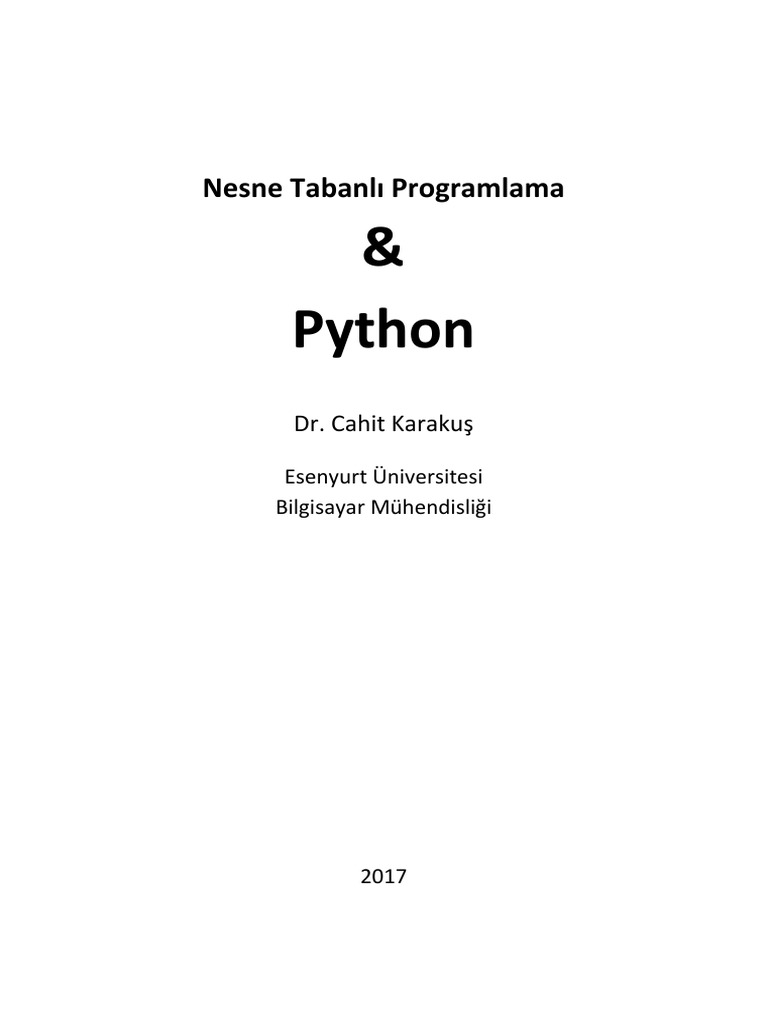 Python Nesne Tabanlı Programlama - Dr. Cahit Karakuş | PDF