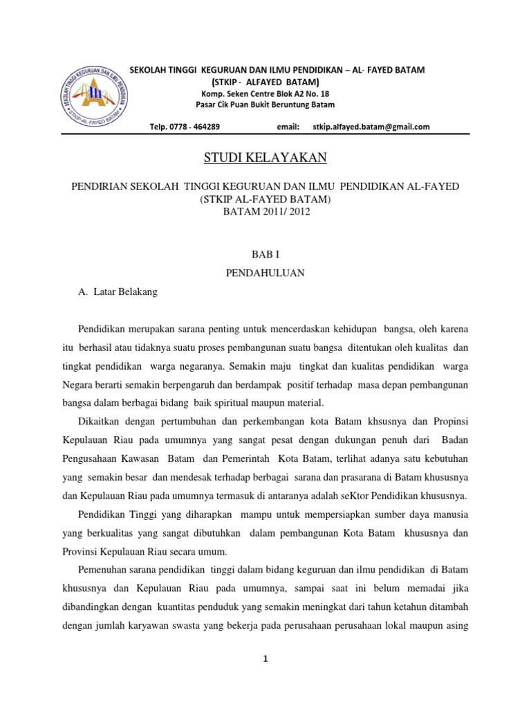 Contoh Studi Kelayakan | PDF