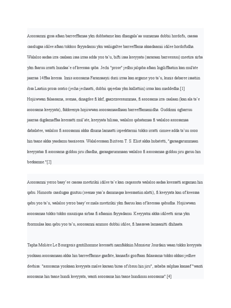 Asoosamni Gosa Afaan Barreeffamaa Ykn Dubbatame Kan Dhangala | PDF