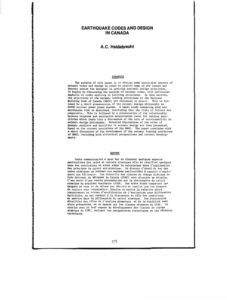 Seismic Design Codes in Canada | PDF | Earthquakes | Elasticity (Economics)