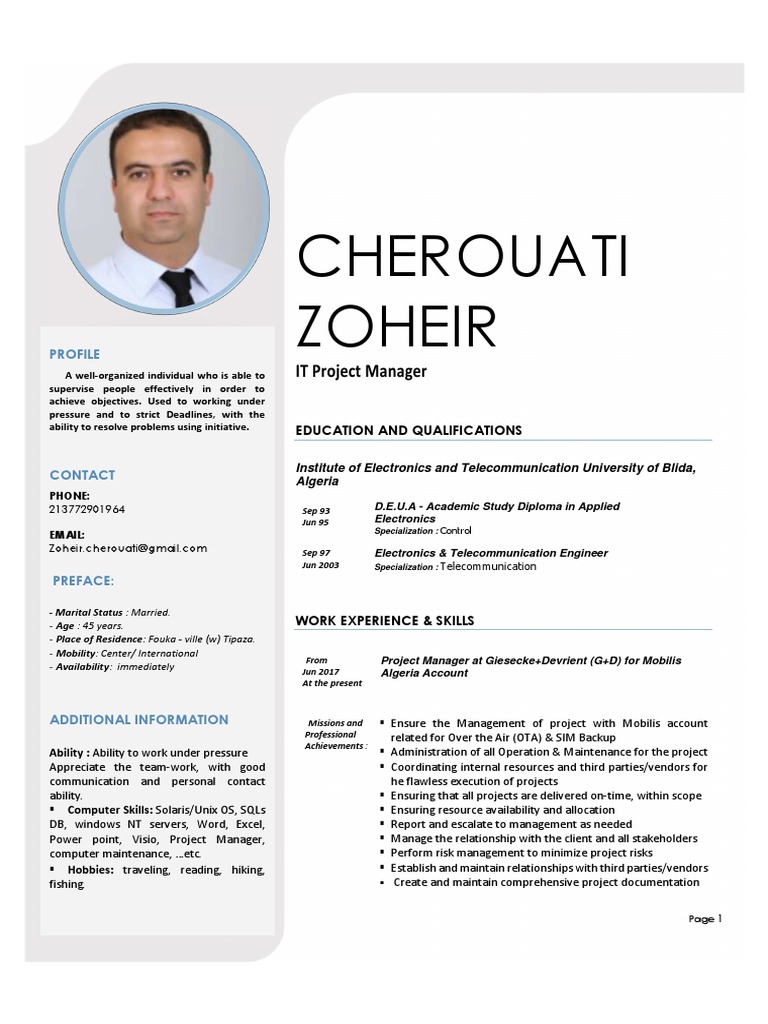Cherouati Zoheir: IT Project Manager | PDF | Computer Engineering | Software Engineering
