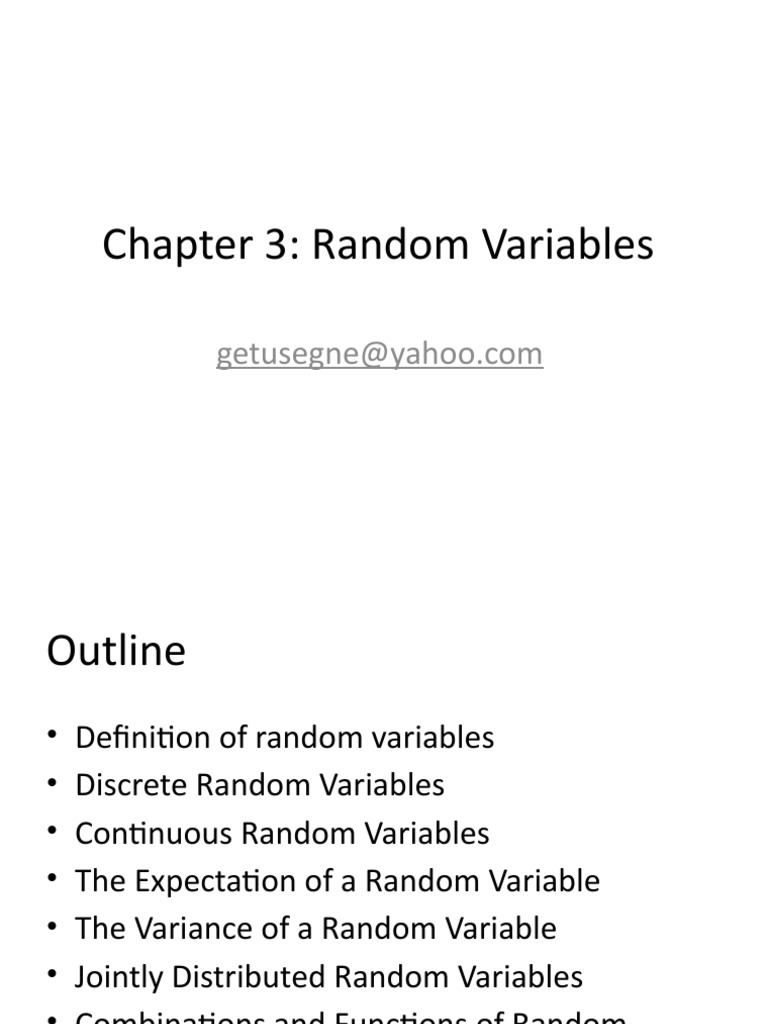 Chapter III Random Variables | Descargar gratis PDF | Probability ...