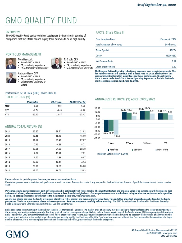 GMO quality-fund | PDF | Investment Fund | Investing