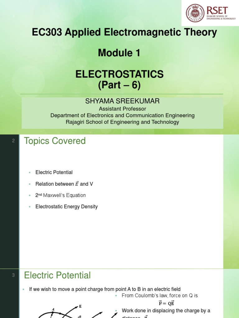 Mod 1 Part6 | PDF | Electric Field | Applied And Interdisciplinary Physics