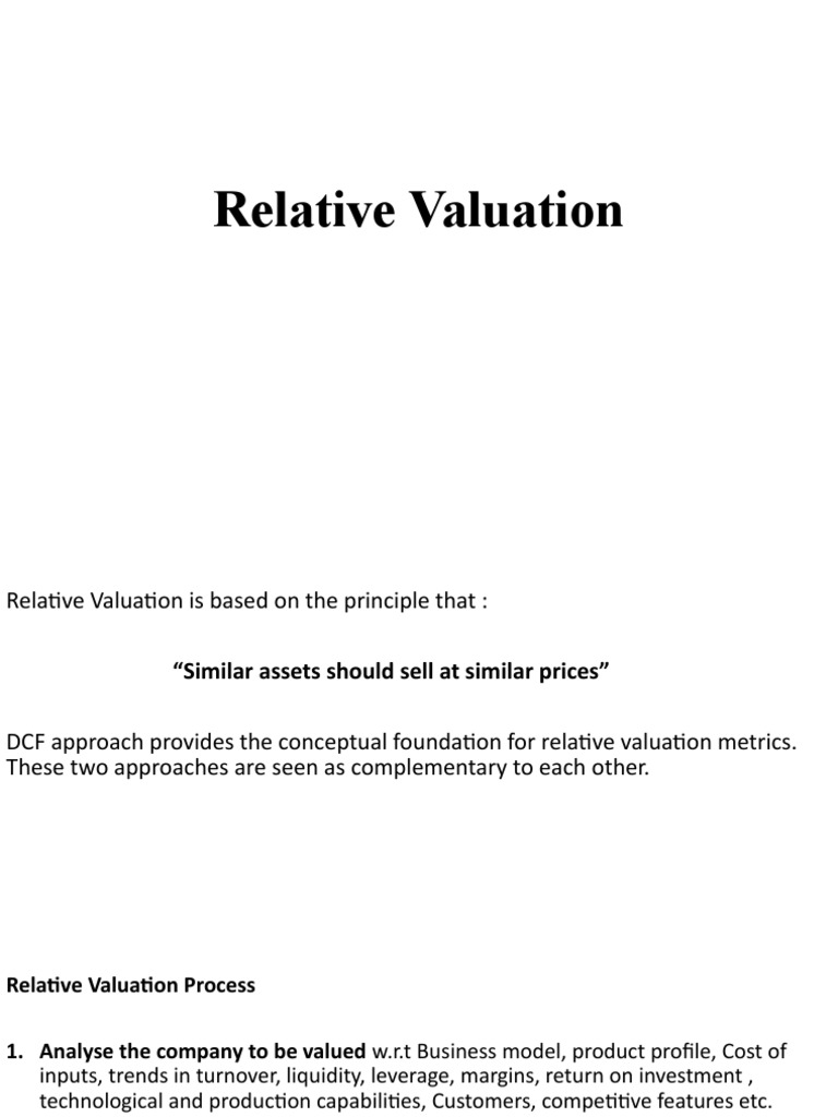 Relative Valuation | PDF | Price–Earnings Ratio | Valuation (Finance)