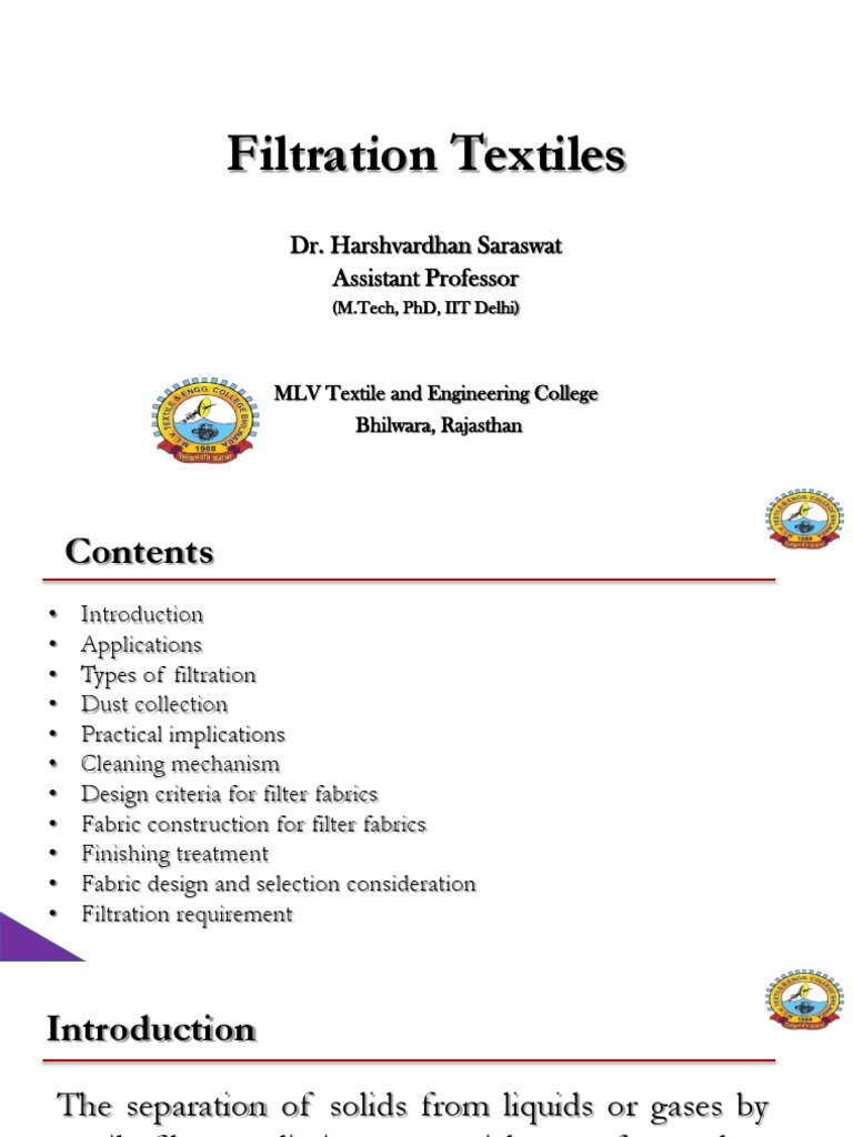 Filtration Technical Textiles-1 | PDF | Filtration | Textiles