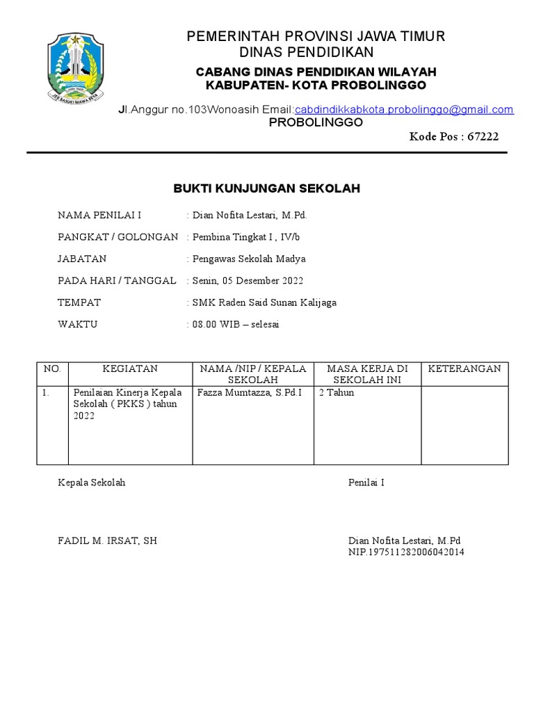 Bukti Kunjungan Sekolah | PDF