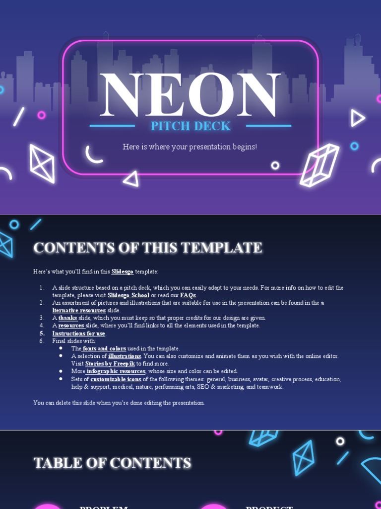 Neon Pitch Deck by Slidesgo | PDF | Planets | Mercury (Planet)