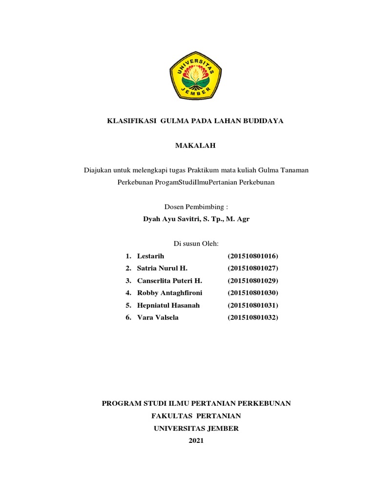 Kelompok 5 - Makalah Klasifikasi Gulma | PDF | Sains & Matematika