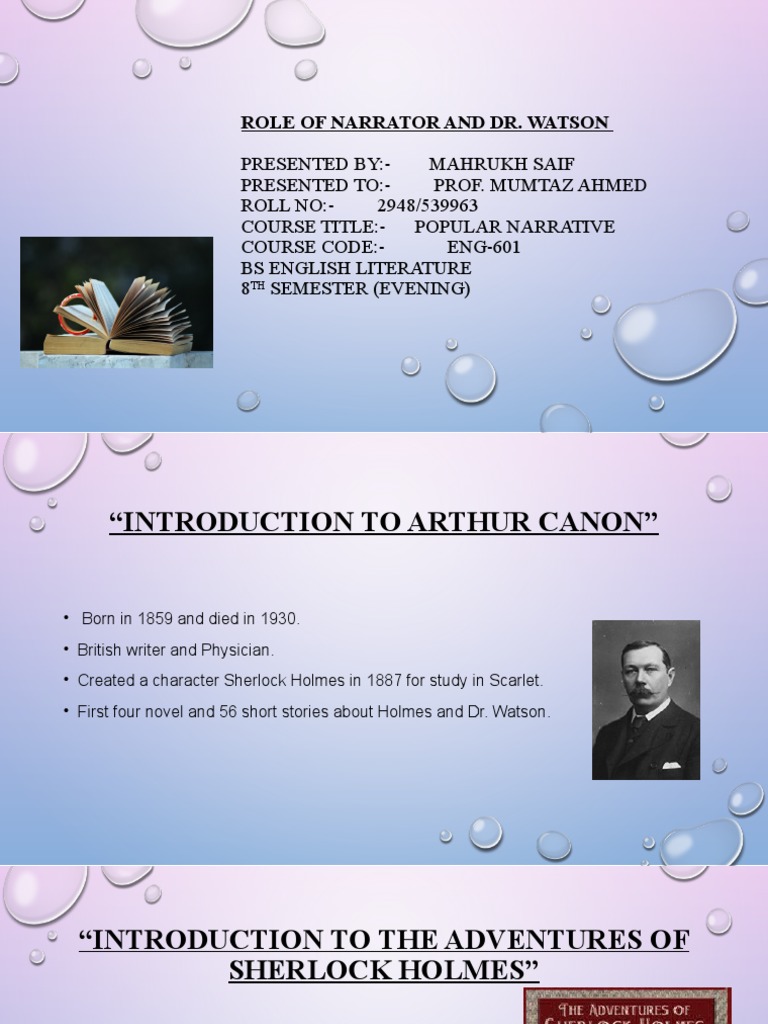Role of Narrator and Dr | PDF | Dr. Watson | Sherlock Holmes