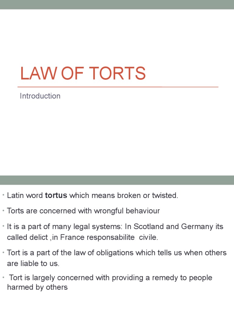 Introduction to Law of Torts | PDF
