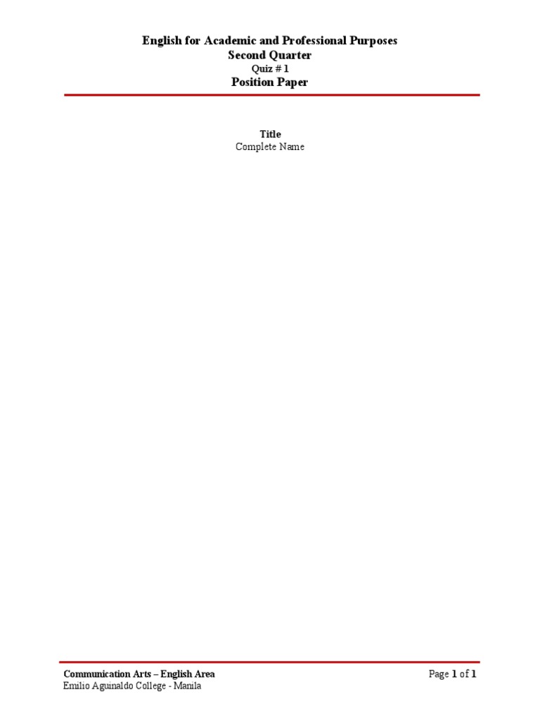 Position Paper Template | PDF