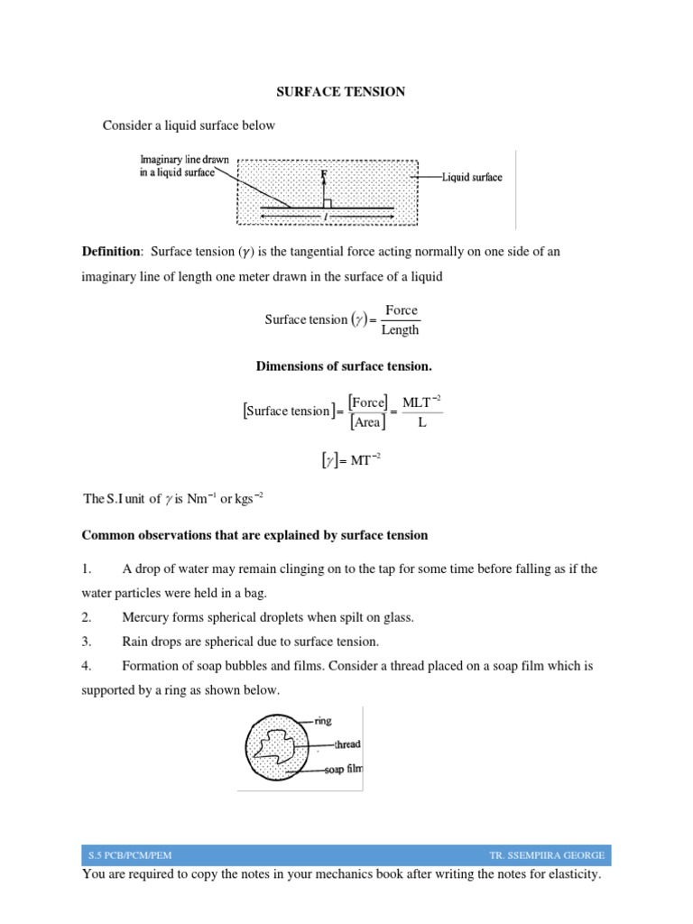 Surface Tension Notes | PDF | Surface Tension | Liquids