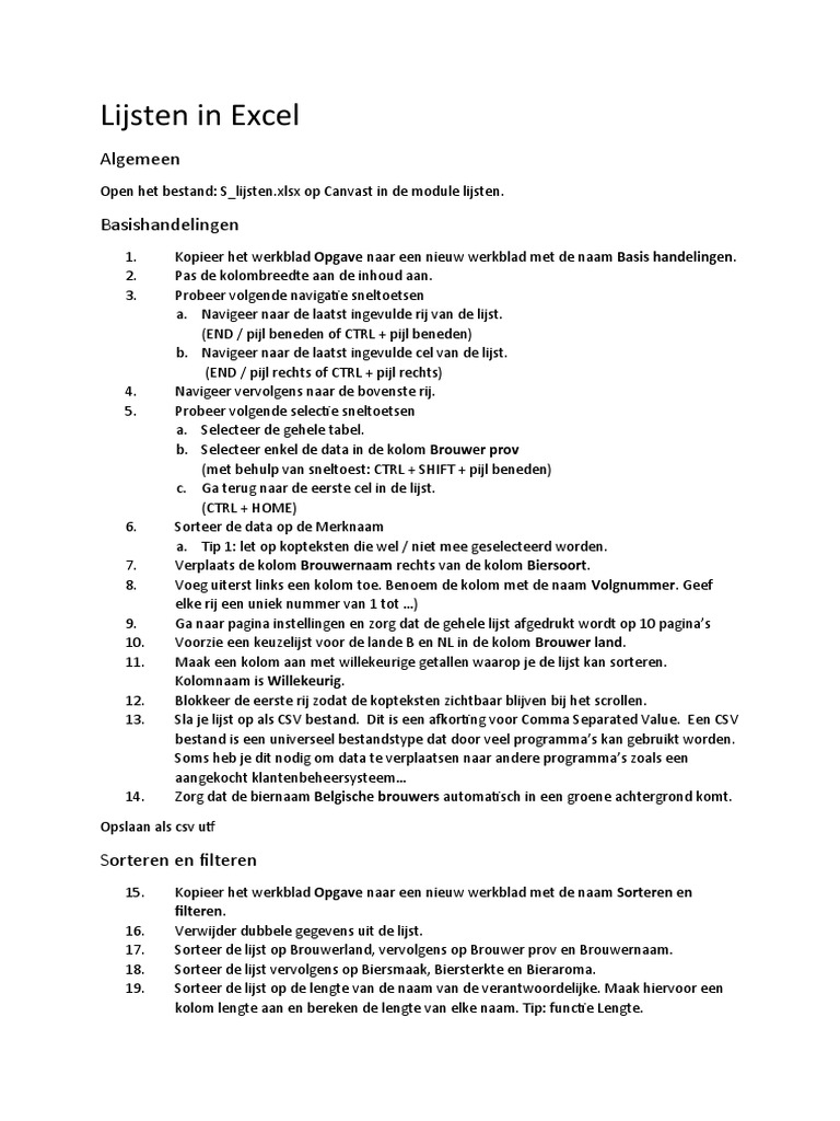 Opdrachten S Lijsten | PDF Opdrachten S Lijsten | PDF