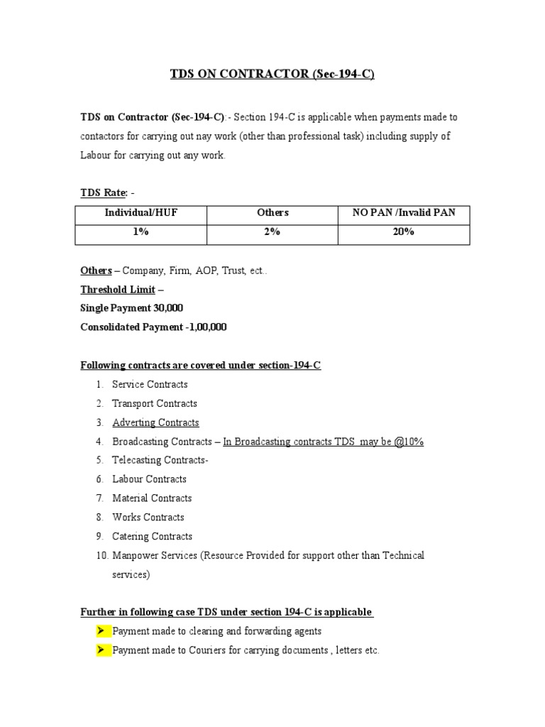 TDS Notes | PDF | Payments | Fee