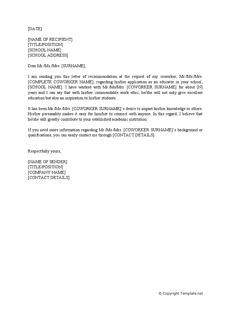 Graduate Recommendation Letter Template 05 | PDF