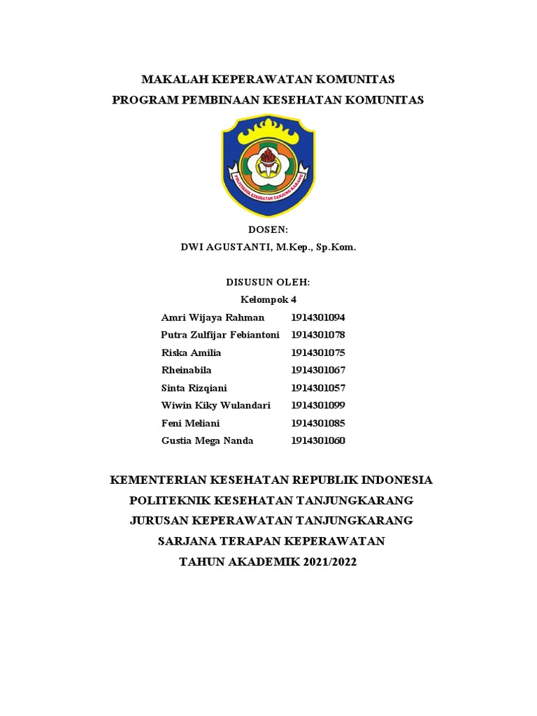K4 Program Pemb. Kes. Komunitas | PDF | Pengembangan Diri