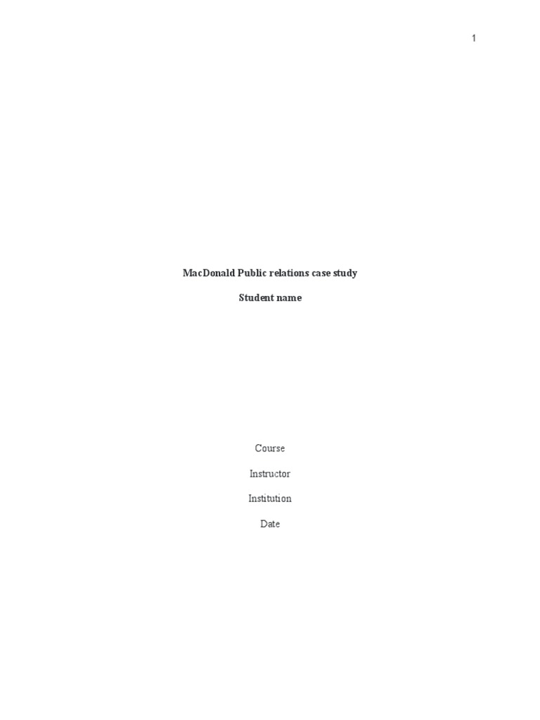 Macdonalds Public Relations Case Study (1) (1) .Edited | PDF ...