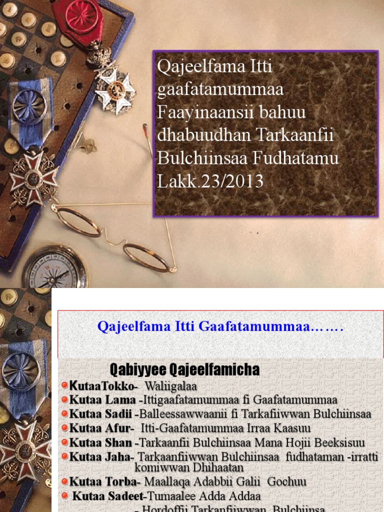Qajeelfama Itti Gaafatamummaa Faayinaansii Final PPTX Power Point | PDF