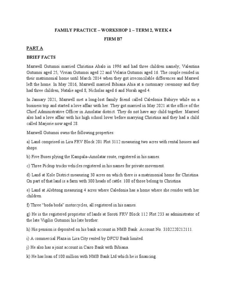 B7 - FLP WORKSHOP 1 - Term 2, Week 4 | PDF | Will And Testament | Probate