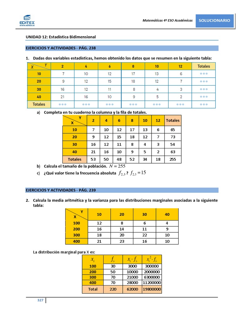Tema 12 Estadistica Bidimensional | PDF | Regresión lineal | Mediana