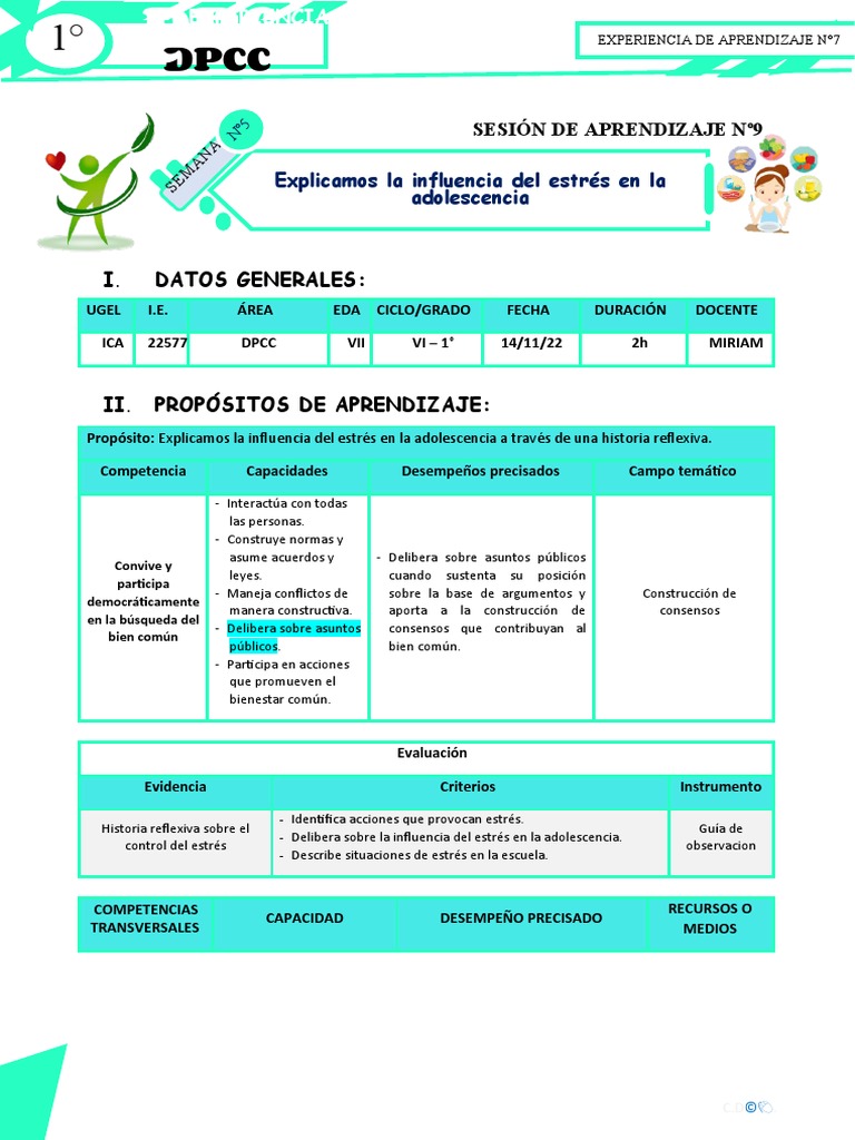 1° Sesión de Aprendizaje Sesión 9-Sem.5-Exp.7-Dpcc-1 | PDF | Aprendizaje | Las emociones
